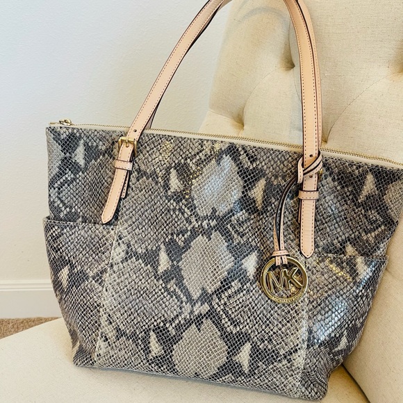 Michael Kors | Bags | Michael Kors Snake Embossed Leather Tote Bag ...